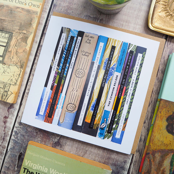 Virginia Woolf Book Spines Greetings Card - Literary Emporium Ltd