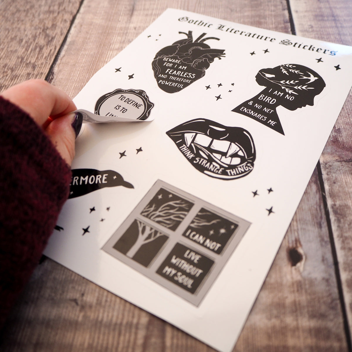 Gothic Literature Vinyl Sticker Sheet - Literary Emporium Ltd