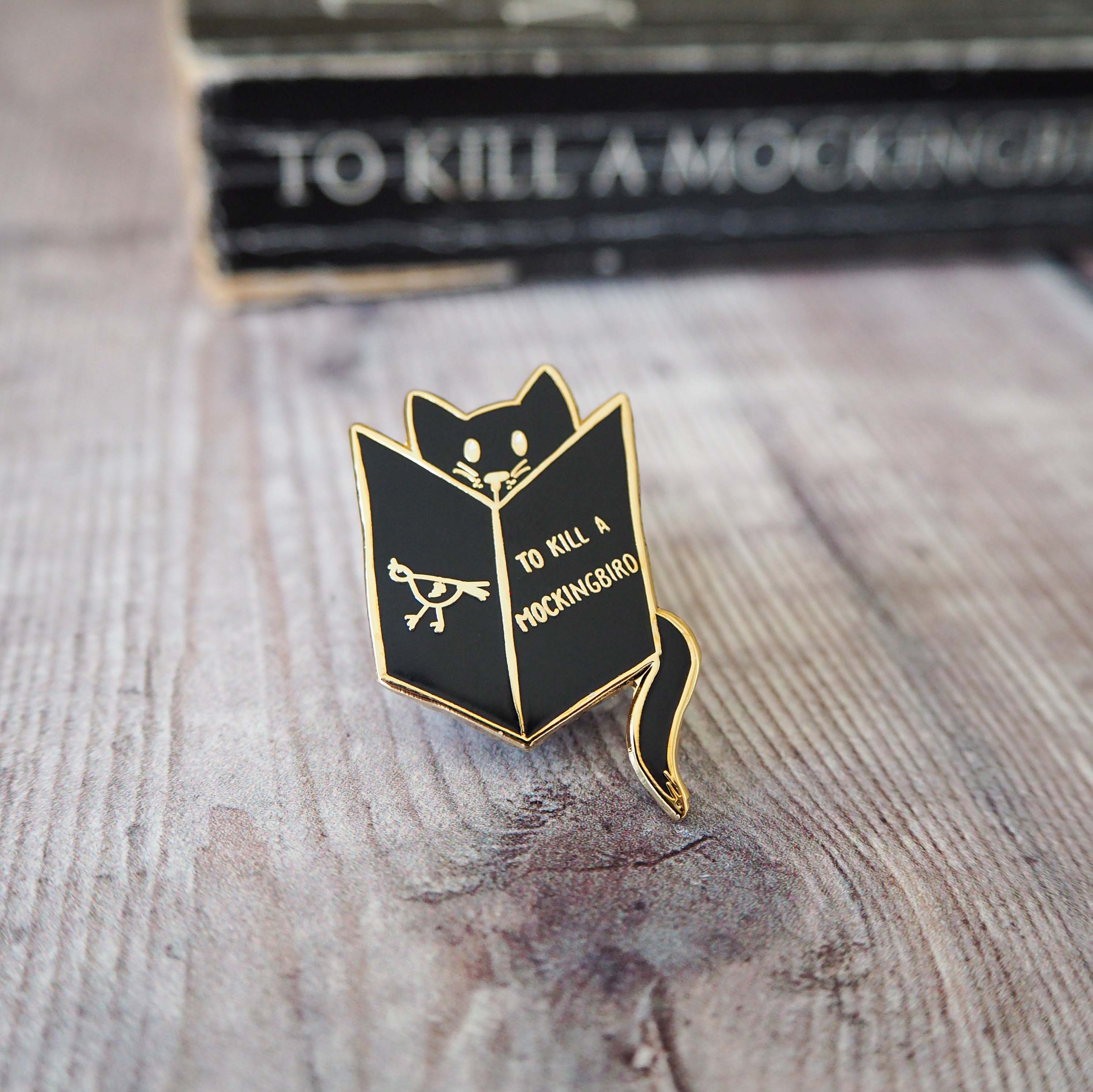 Reading Cat Enamel Pin - Literary gift for book lovers and readers ...